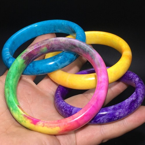 248g Beautiful Bangle Peach blossom jade Hand Carved Jade Bracelet 4pcs ...