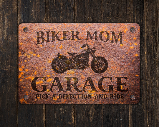 Motorcycle Garage Sign Personalized Scratched Rusty Design | eBay