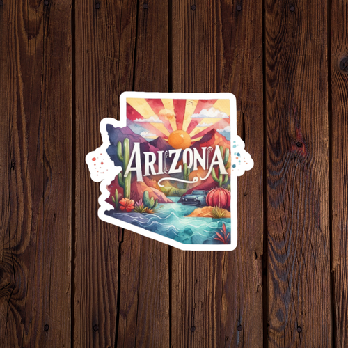 Arizona sticker vinyl decal American flag state outline novelty laptop ...