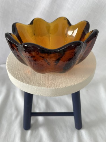 Vintage Blenko Amber Lotus Flower Bowl l | eBay