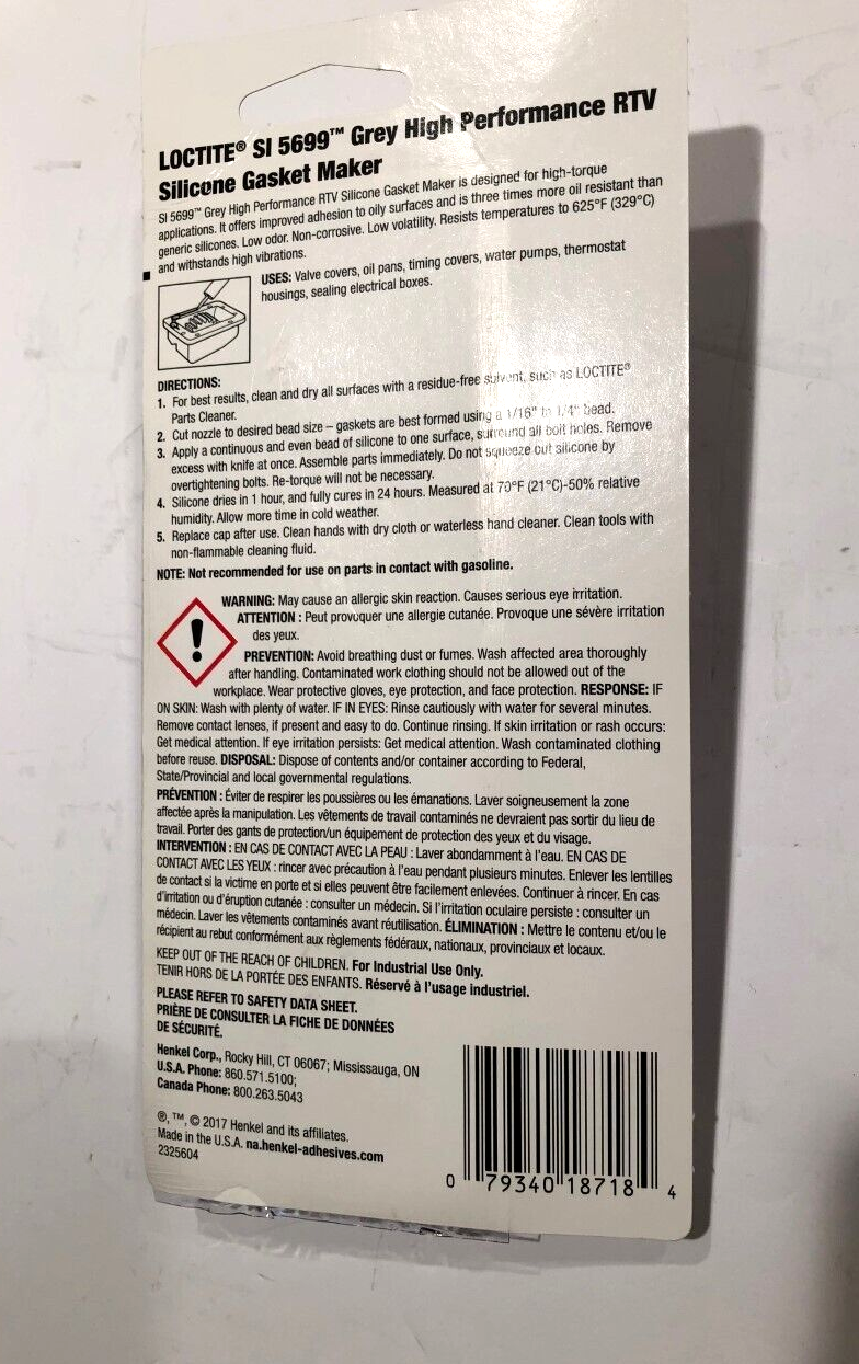 Loctite 18718 70ml Ultra Grey RTV Silicone Gasket Maker for sale online ...