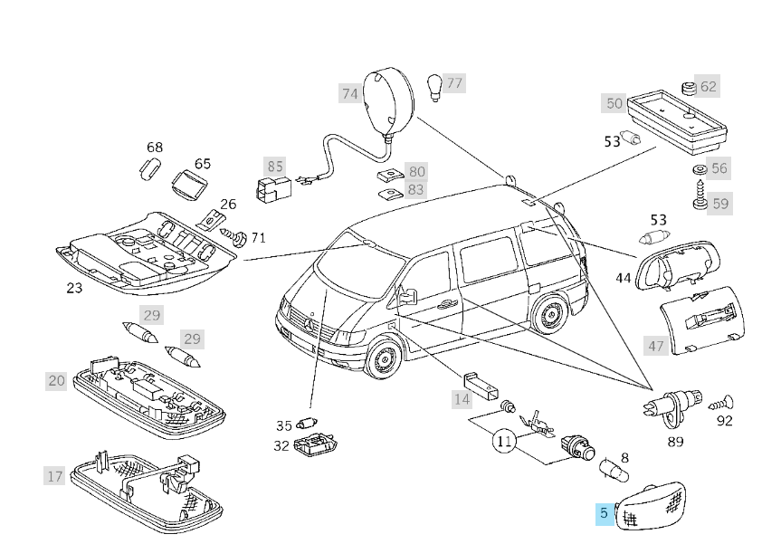 Mercedes-Benz W210 Wing Repeater Indicator Lamp Lens A2108200921 VITO ...
