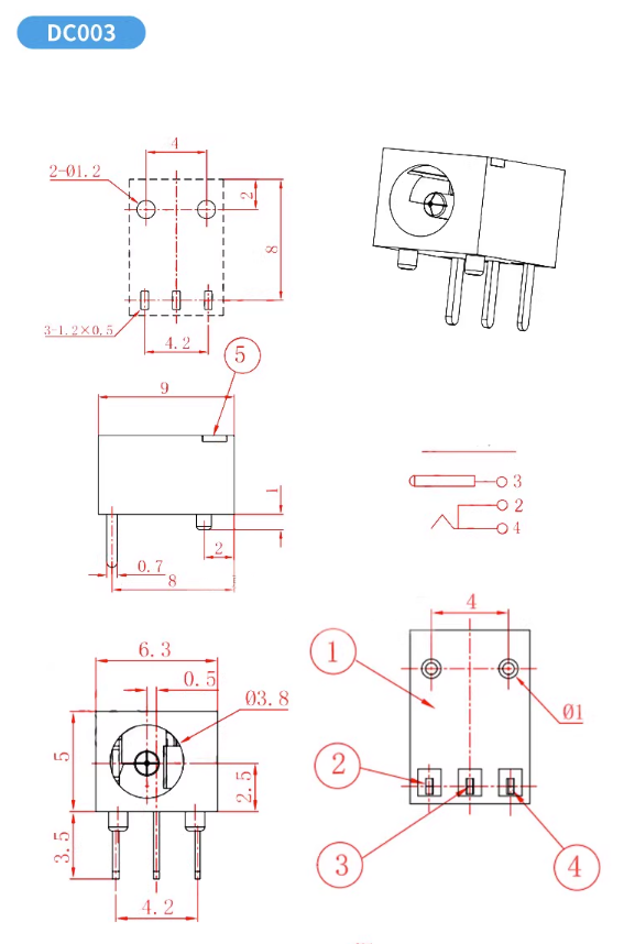 DC002 DC005 3 Pin PCB Mount 3.5*1.3 5.5*2 Female DC Power Jack Socket Connector | eBay
