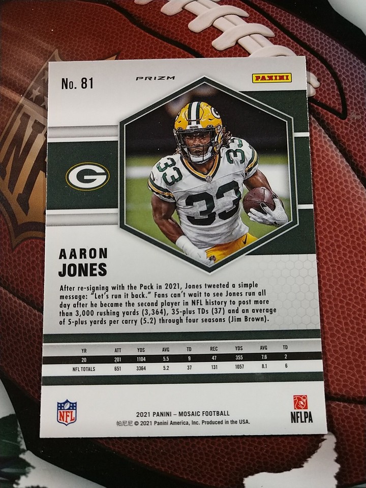 AARON JONES 2021 Panini Mosaic #81 Silver Mosaic Prizm Green Bay ...