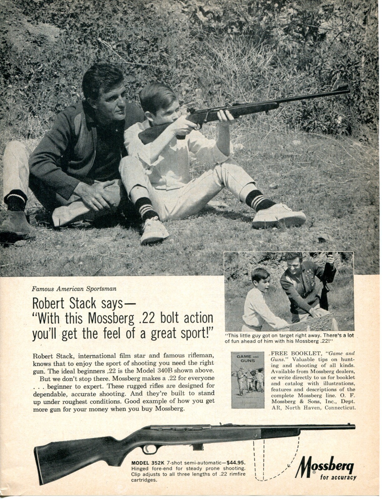 1967 Print Ad of Mossberg Model 352K & 340B Rifle w Robert Stack | eBay