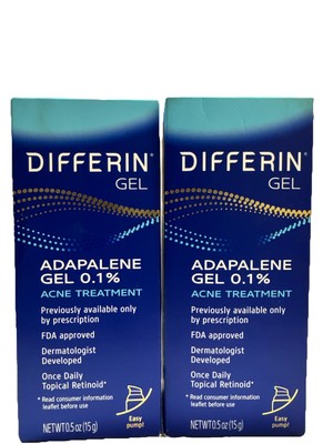 2 differin 0.1% adapalene gel acne 0.5oz exp 2026 pump | eBay
