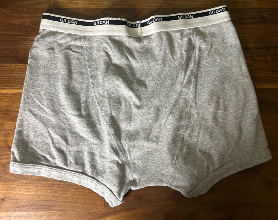 Vintage GILDAN Men's Boxer Briefs L 36-38” Ringer Banded Leg Gray Trunk ...