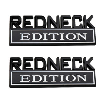 2x Black White REDNECK EDITION Emblem Car Side Front Trunk Badge Decal ...