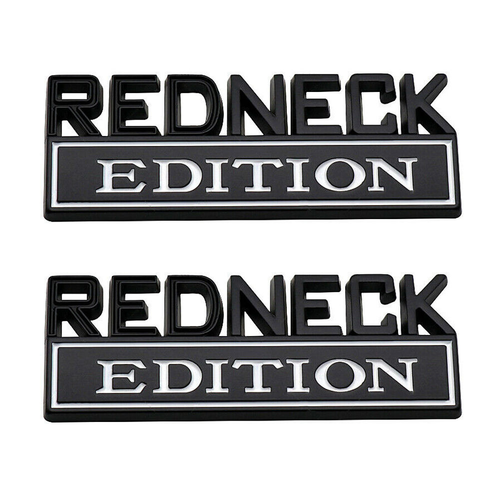 2x Black White REDNECK EDITION Emblem Car Side Front Trunk Badge Decal ...