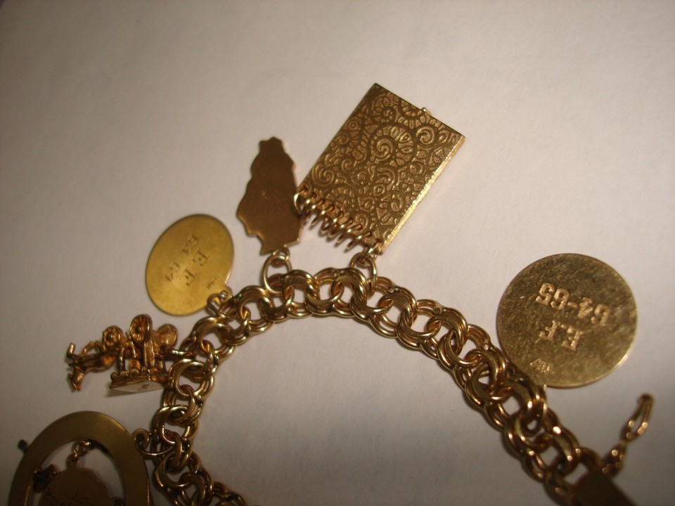 Vintage 14K Gold 8 Pc Charms Ruby Enamel Jewish Judaica Moses Hanukah ...