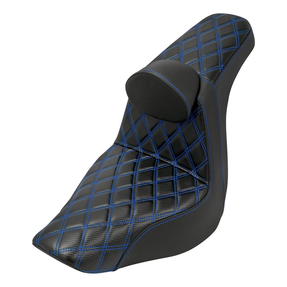 Driver Passenger Seat Blue Stitching w/ Backrest For Harley Low Rider ...