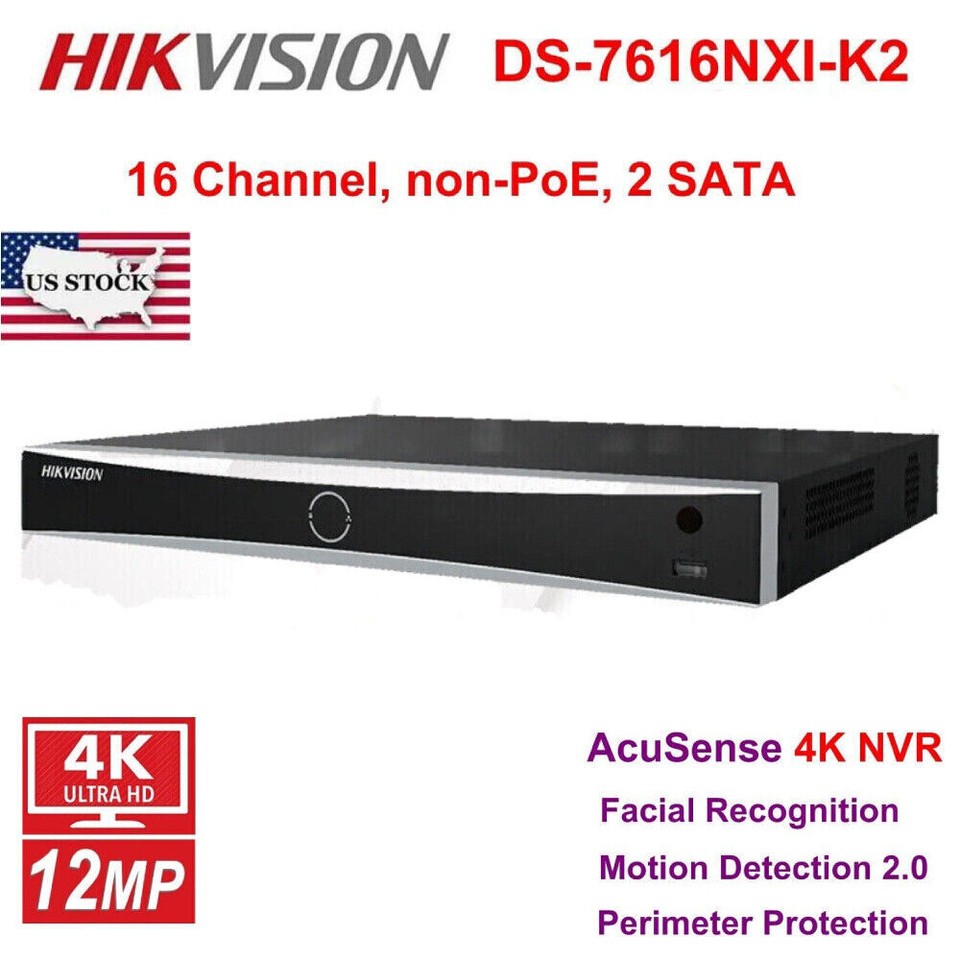 New Hikvision AI DS-7616NXI-K2 AcuSense 4K 12MP 16CH no-PoE 2SATA NVR US | eBay