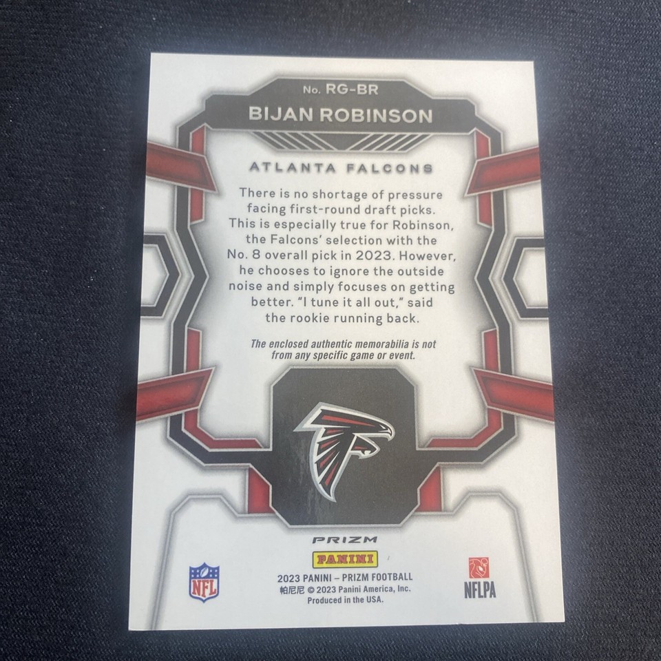 2023 Panini Prizm Bijan Robinson Neon Green Pulsar Rookie Gear Patch RC ...