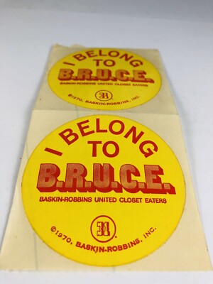 Baskin Robbins 31 Flavors Ice Cream BRUCE Stickers (2) BR United Closet ...