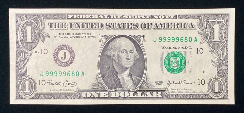 High Serial Number Note LOT_UNC ️99999_999~~1985/2003🏧FLIPPER NOTE ...