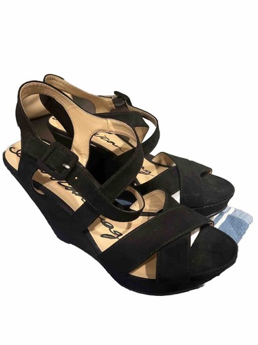 American Rag Cie Rochelle Ankle Strap Wedge Sandals Microsuede Black sz ...