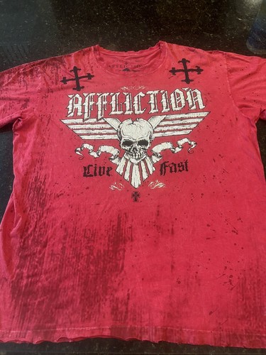 AFFLICTION Men's Short Sleeve T-Shirt Red Size 3XL | eBay