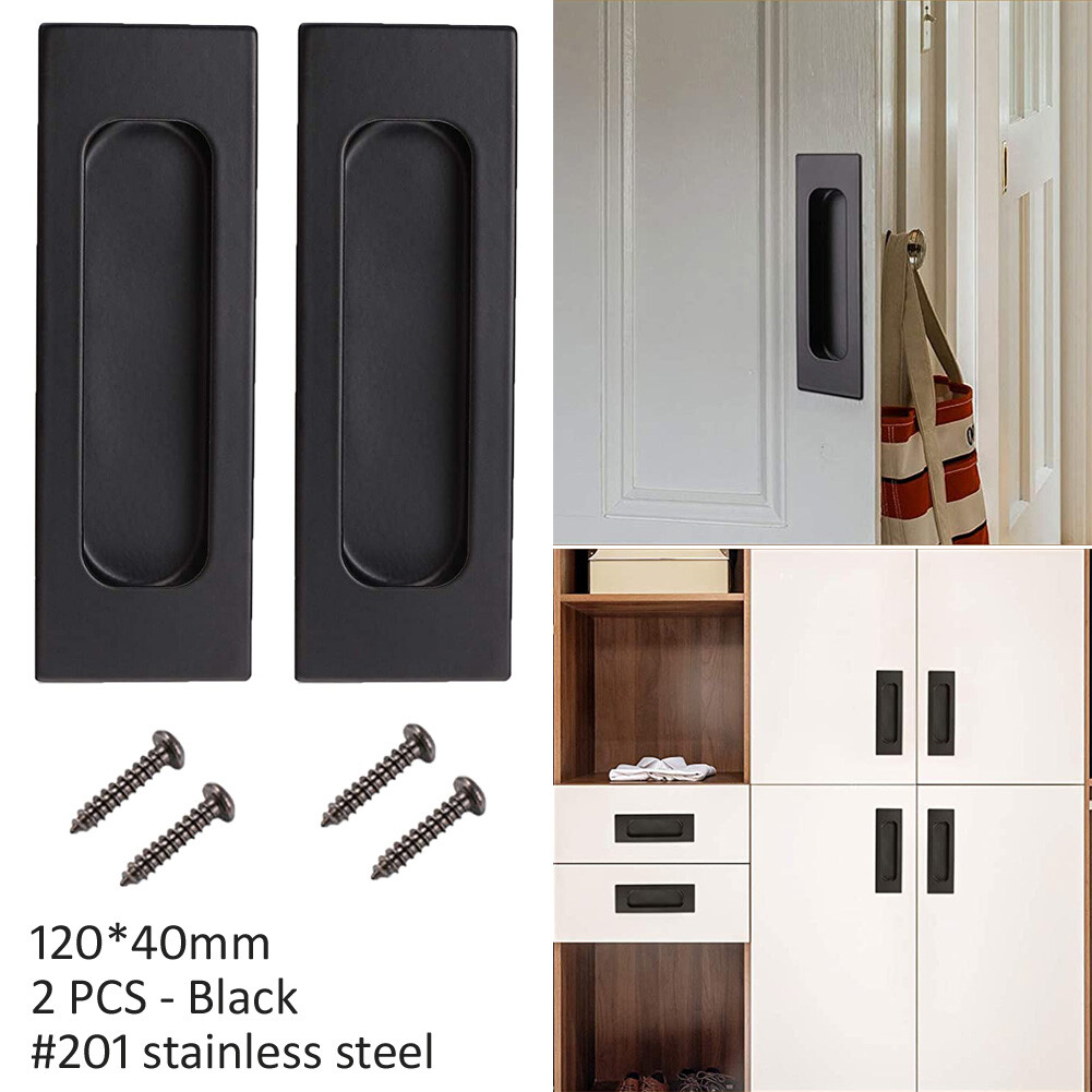 2/4x Inset Sliding Door Handle Rectangular Recessed Flush Door Handles ...