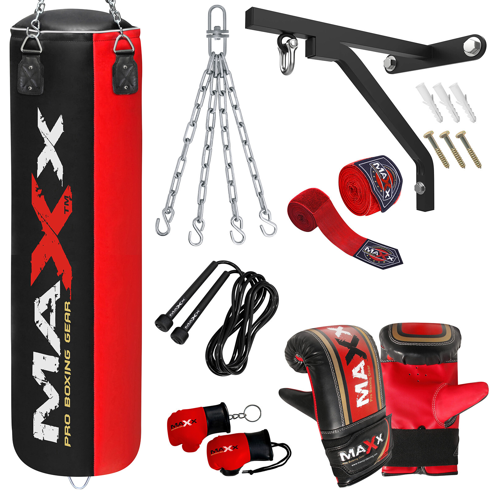 10Pcs BOXING PUNCH BAG SET MMA 3FT 4FT 5FT 6FT KICK BOXING BRACKET ...