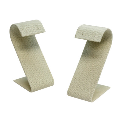 5PC 1-1/2" x 3-1/4" Curved Earring Display Stand Soft Linen Beige ...