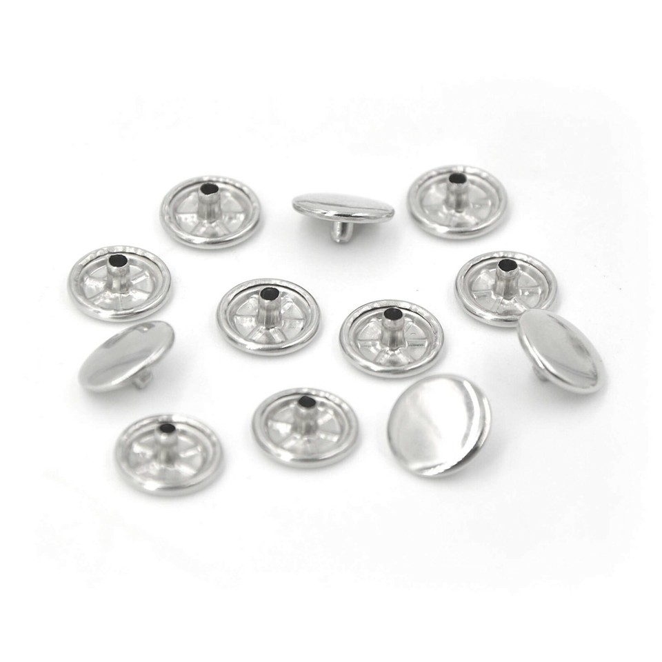 50 sets Metal Spring Snap Fastener Press Stud Snap Buttons Cap Size 10/ ...