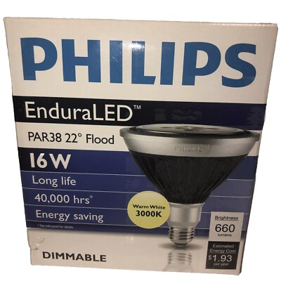 PHILIPS- EnduraLED Dimmable 16W PAR38 22 Degree Flood Light Bulb | eBay