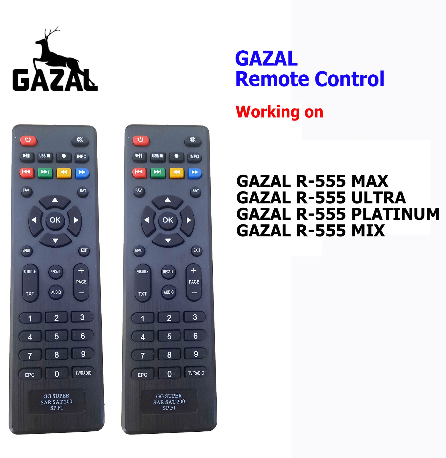 Gazal Receiver Two Remote Control Genuine working on GAZAL R-555 models ...