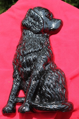 Vintage Cast Iron SITTING BLACK LABRADOR DOOR STOP Large 12" Tall 7.5 ...