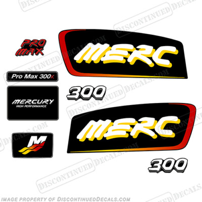 Fits Mercury 300x ProMax Decals - Red/Yellow Fade | eBay