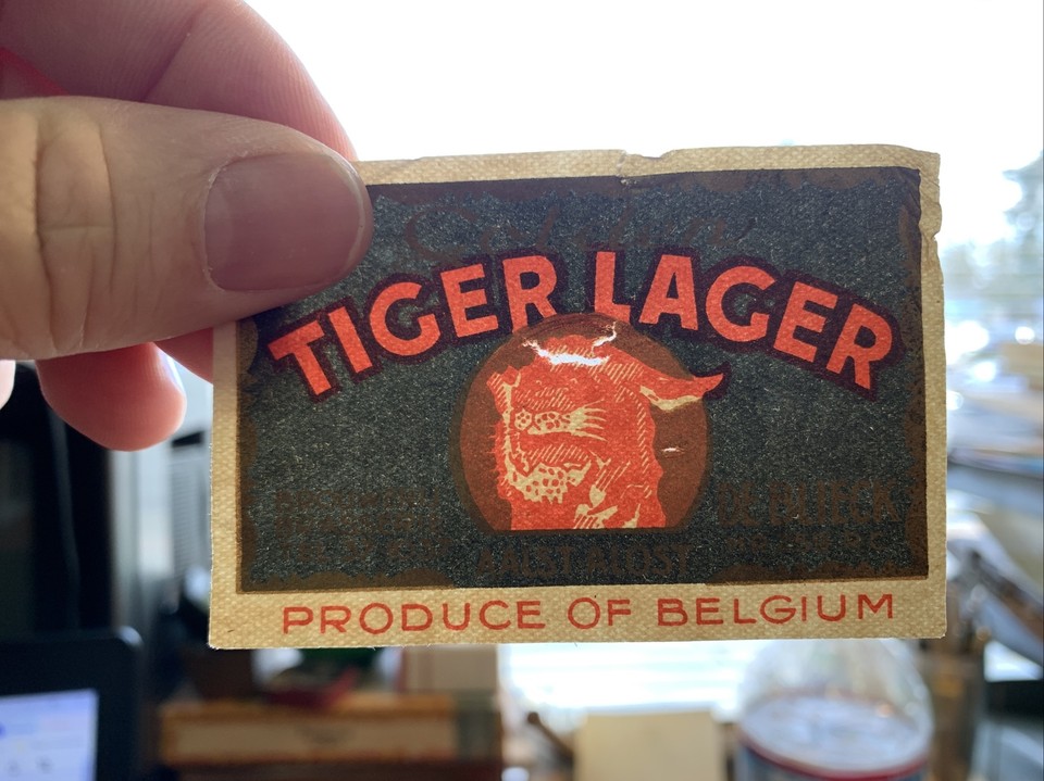Vintage Golden Tiger Lager Beer label Belgium | eBay