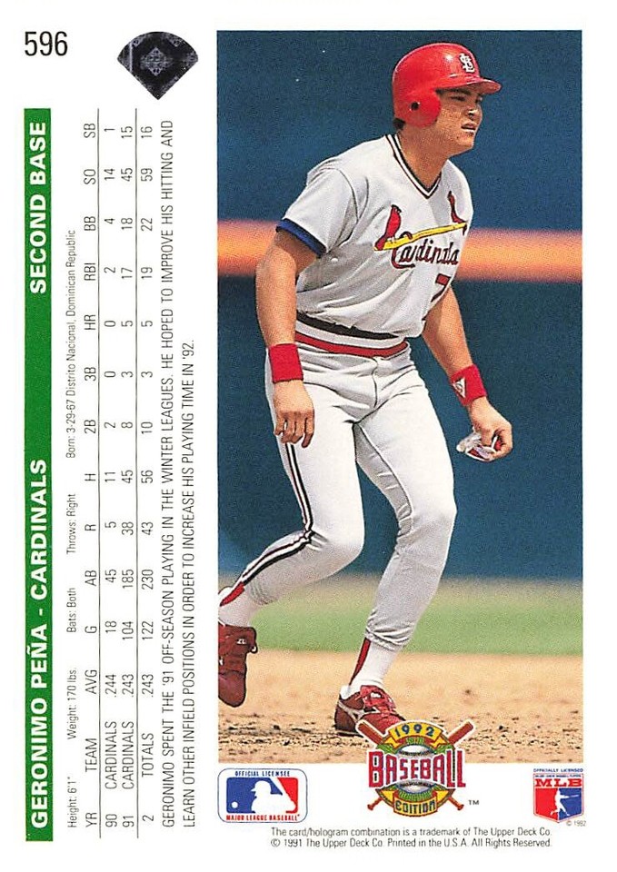 1992 Upper Deck #596 Geronimo Pena St. Louis Cardinals | eBay