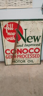 Conoco Germ Processed Paraffin Based Motor Oil Metal Sign - 30" x 36 ...