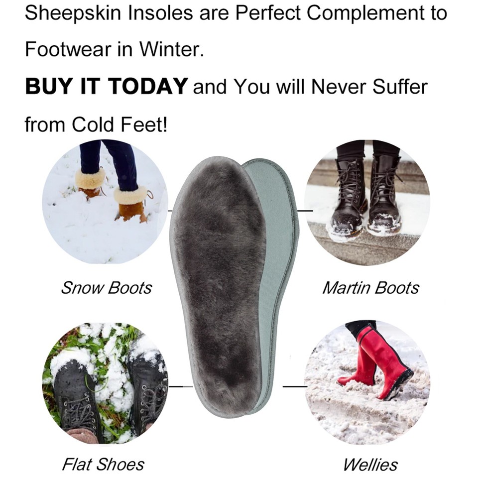Knixmax Sheepskin Insoles Winter Boot Inserts Men Women Shoes Inserts ...