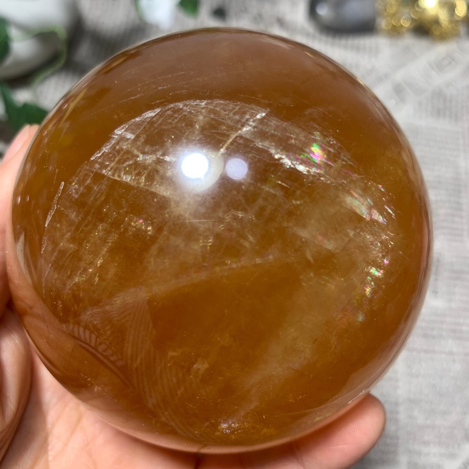 2.26LB Natural Polished Calcite Crystal Ball - Bohemian Style Yellow Rough heal | eBay