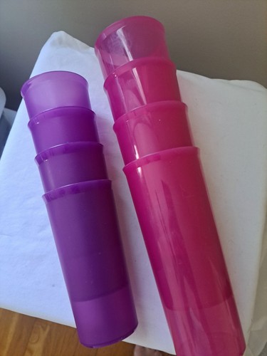 Vtg Tupperware Drinking Cups 8oz 16oz Purple/ Magenta Excel Cond. No ...
