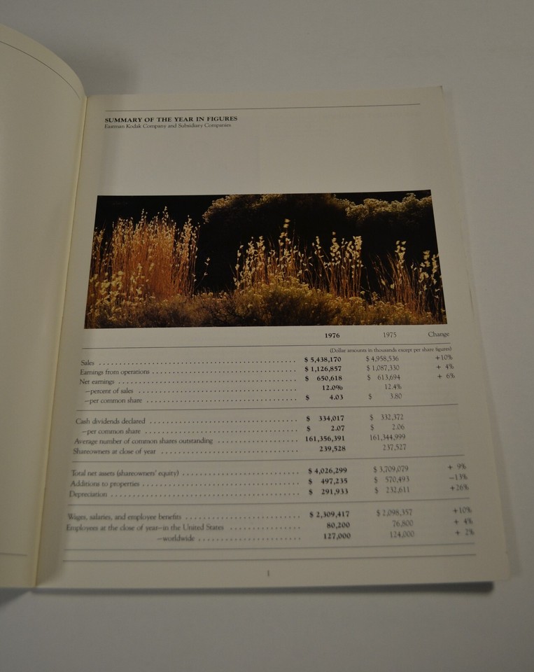 Eastman Kodak Company Annual Report 1976 Rochester Photography ...