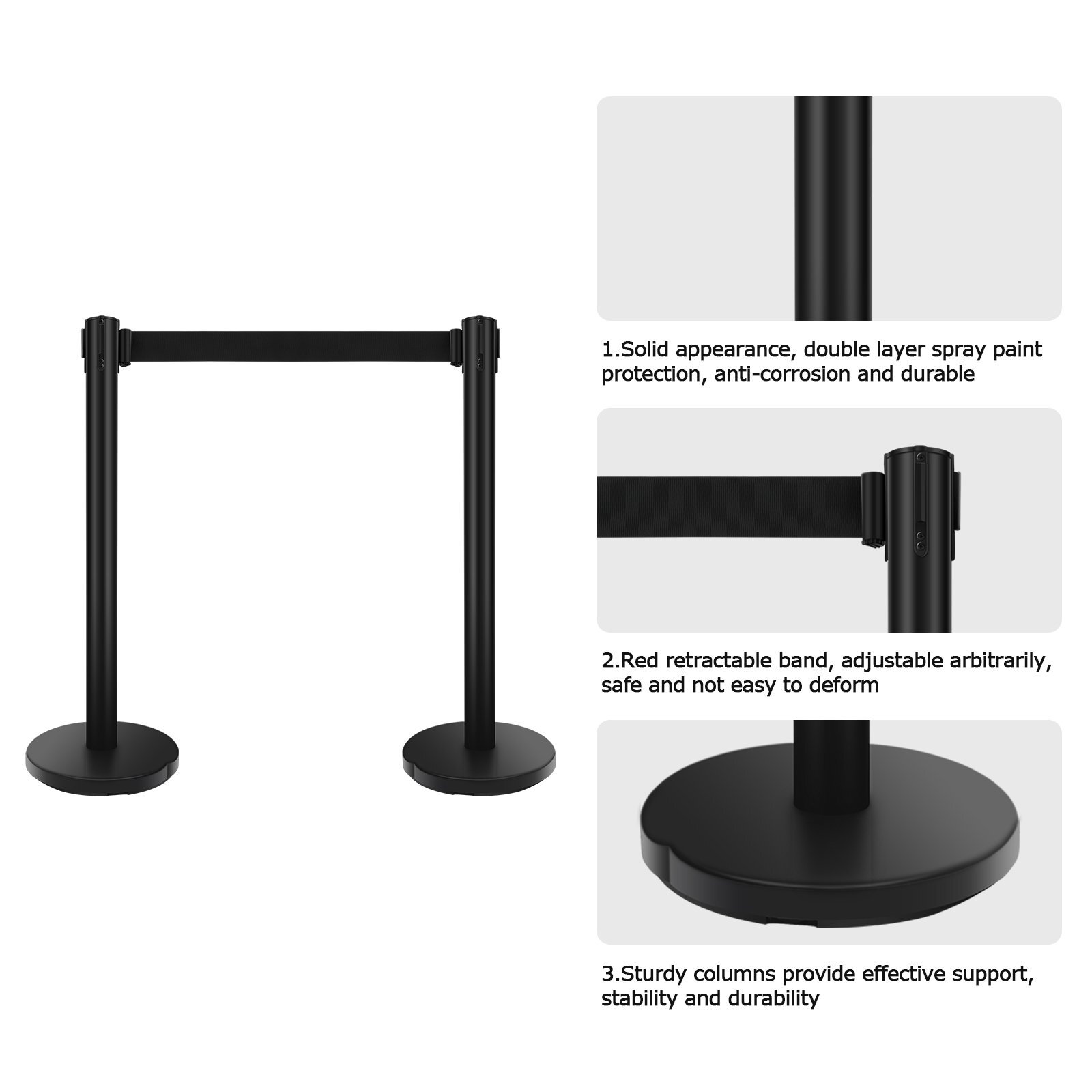 6Pcs Crowd Control Barrier Outdoor Stanchion Queue Pole Retractable ...