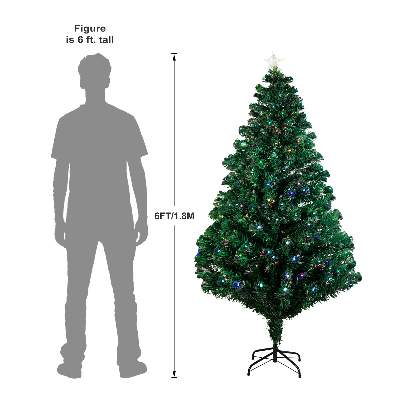 4/5/6/7ft Pre Lit Fiber Optic Christmas Tree Xmas Color Changing LED ...