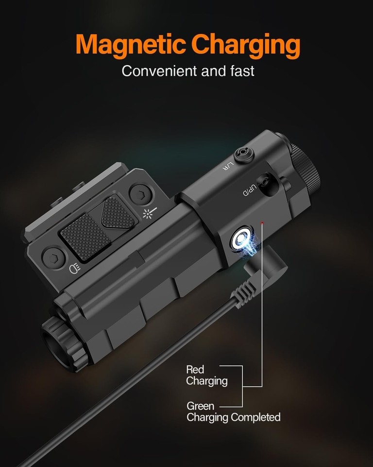 TOUGHSOUL 1600lm Tactical Flashlight & Green Laser Sight for M-Lok Rail ...