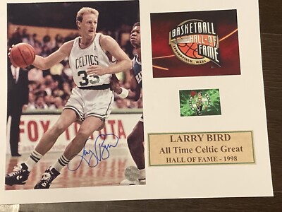 Larry Bird Autographed Signed 5x7 photo In a 8x10 Matt “Celtics” HOF ...