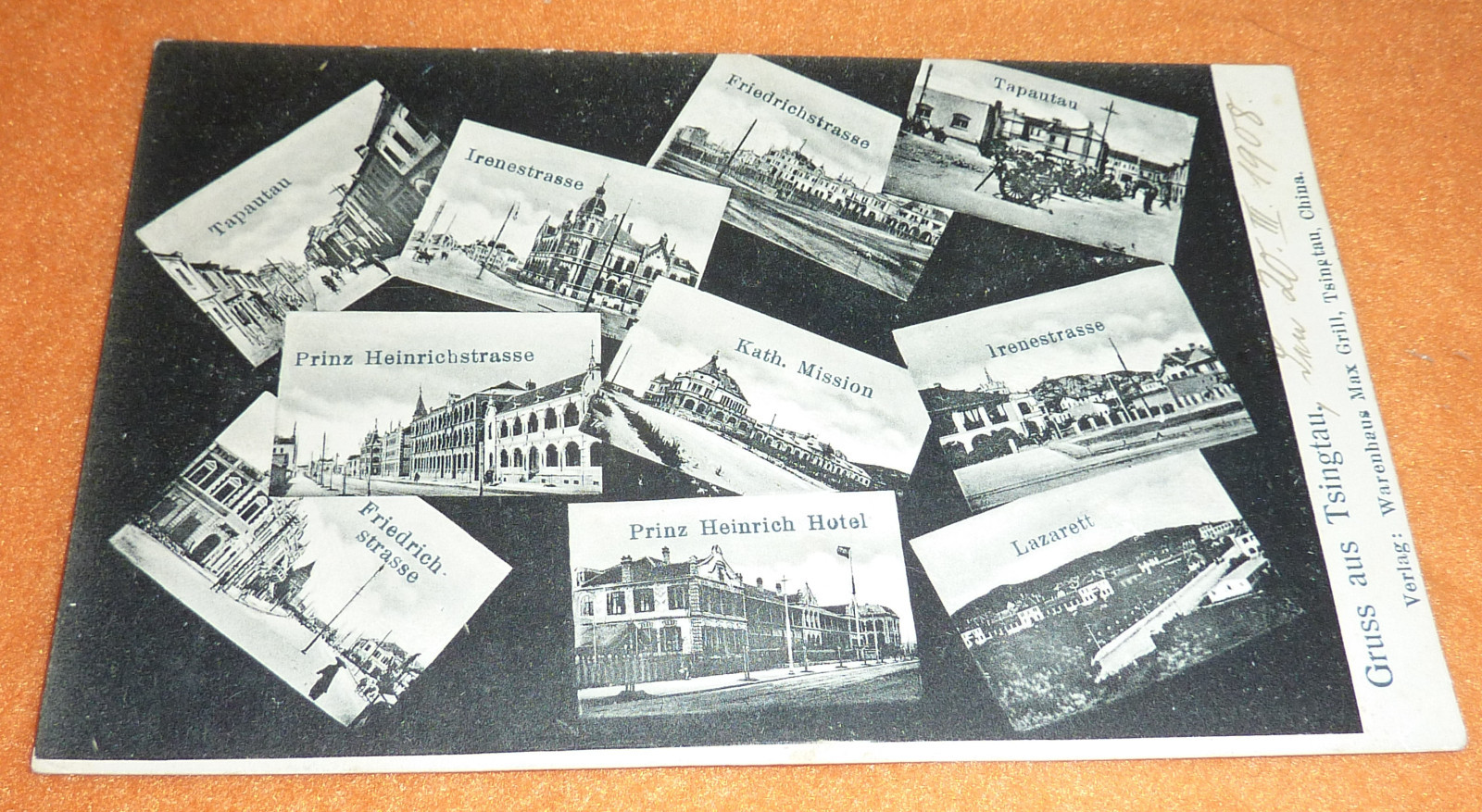 Gruss aus Tsingtau China 10-Bild AK Prinz Heinrich Hotel Lazarett ...