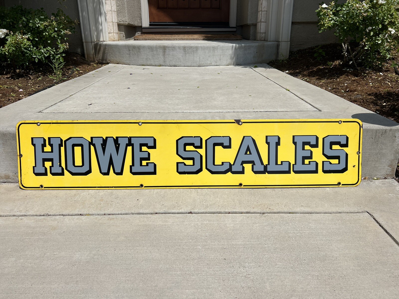 Porcelain Howe Scales Sign Single Sided 9x45 Inches Original Great ...
