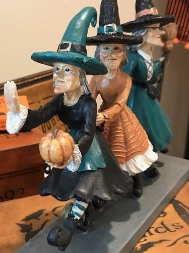 Halloween Witch Trio Witches on the March in Teal with Glitter ...