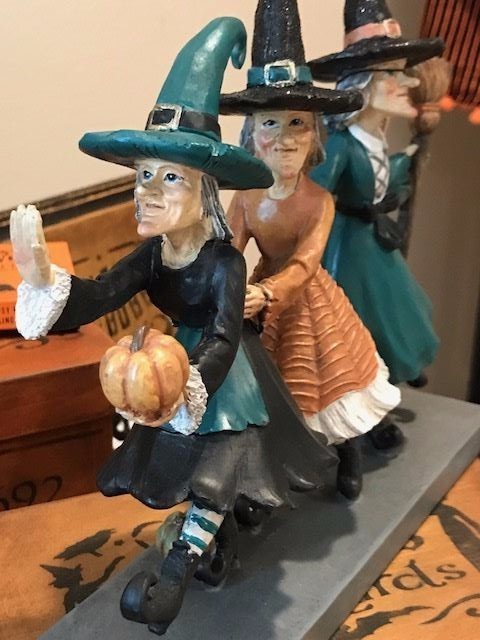 Halloween Witch Trio Witches on the March in Teal with Glitter ...
