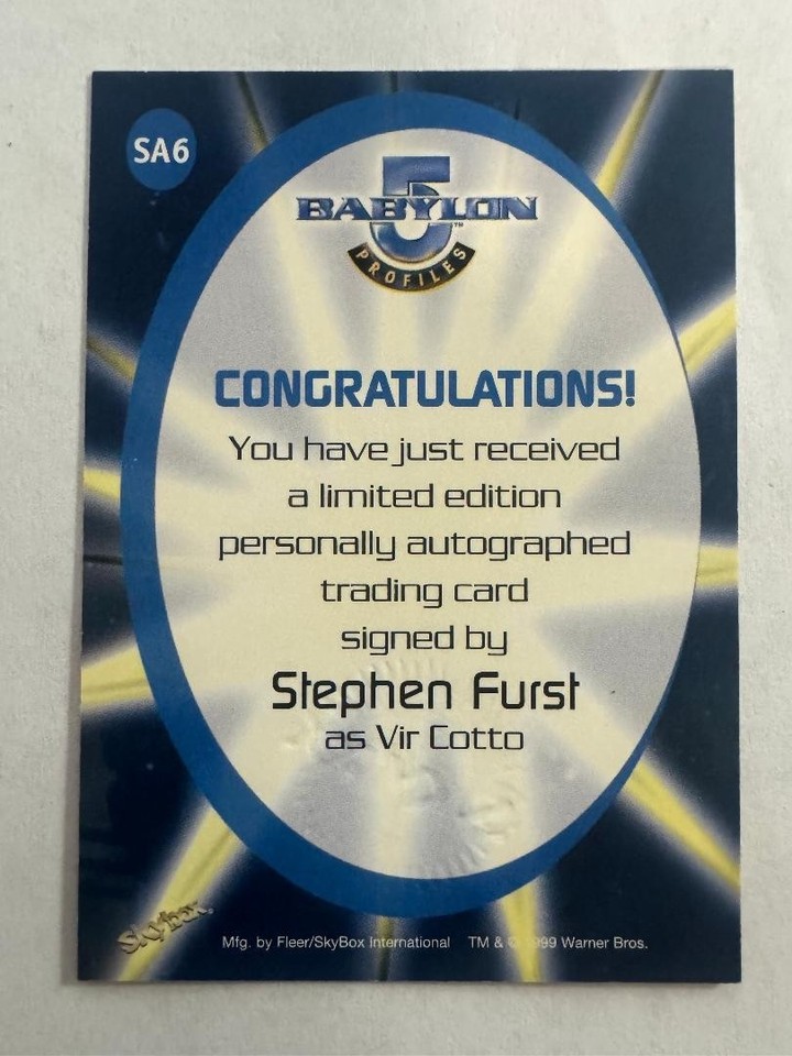 Babylon 5 Profile SA6 Stephen Furst as Vir Cotto autograph | eBay