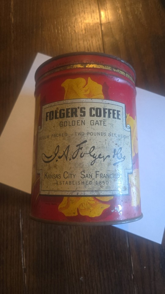 Folgers Coffee Can Tin-Sailing Ship Logo- 1931- Golden Gate Brand ...