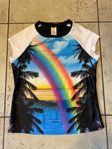 EUC NWOT Juniors Small Rash Guard OP Tropical Palm Print Short Sleeve ...