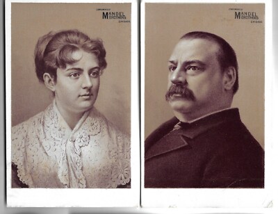 Pr Large Mandel Brothers Trade Cards President Grover Cleveland & Wife ...
