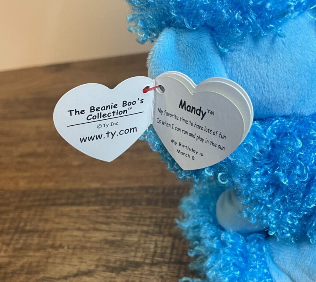 Beanie Boos 8" Mandy Blue Poodle w/Tags Puppy Dog Glitter Eyes ...
