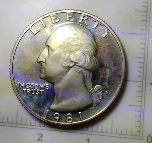 1981 S GEORGE WASHINGTON PROOF TYPE 1 QUARTER ERROR FILLED MINT MARK ...